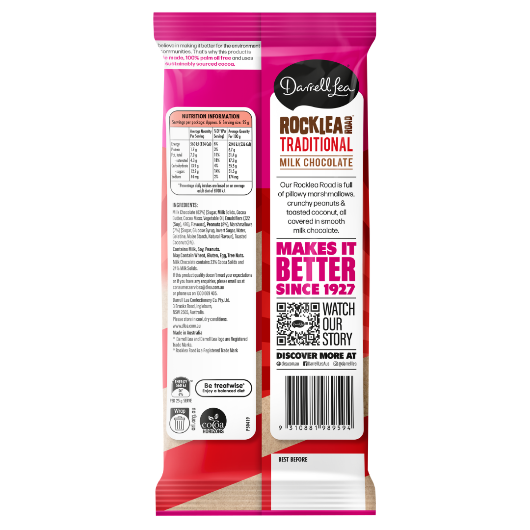 Milk Chocolate Traditional Rocklea Road Block 180g | Darrell Lea