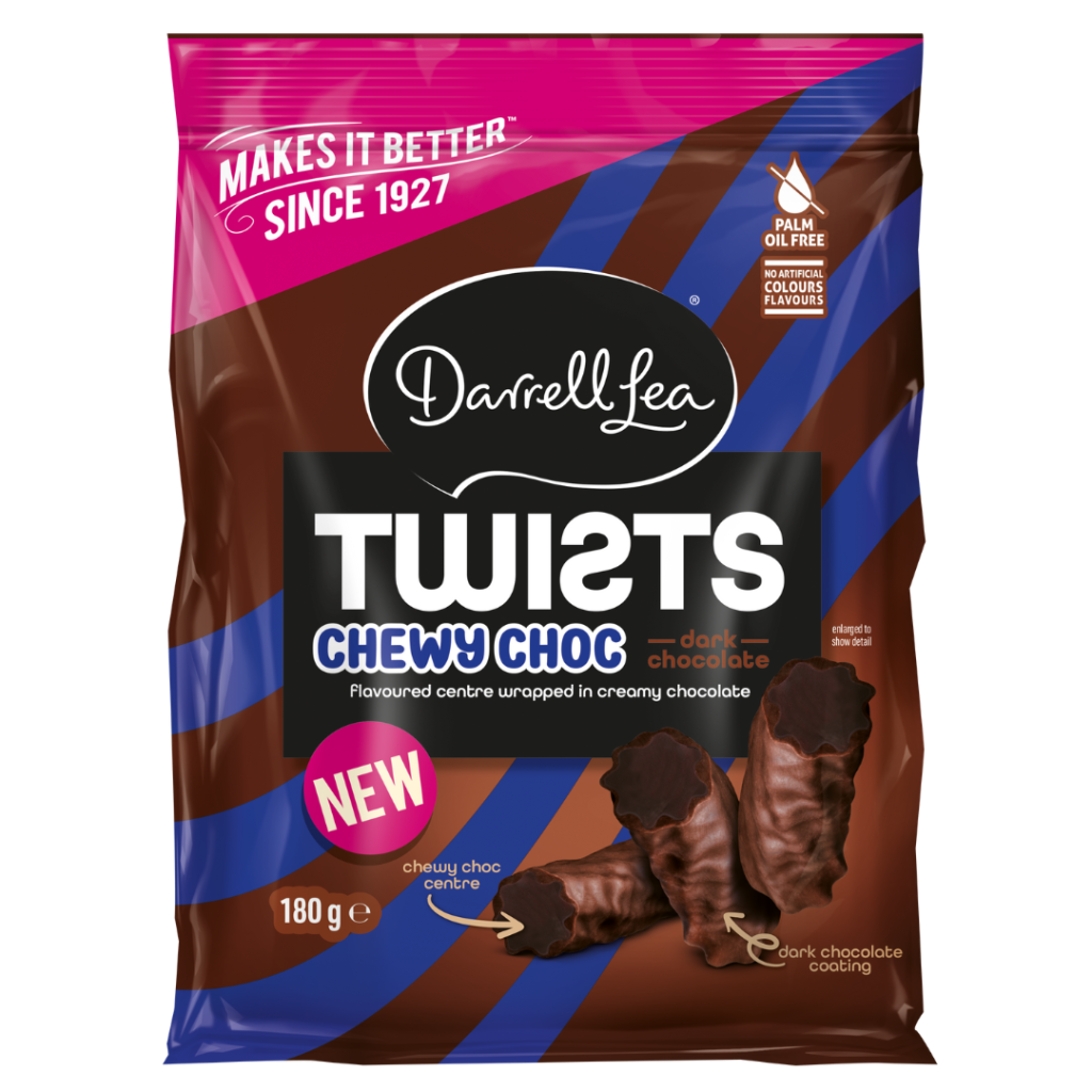 Dark Chocolate Chewy Choc Twists 180g | Darrell Lea